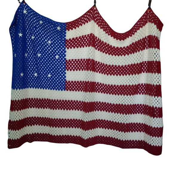 Handmade | Bedding | Handmade New Usa Flag Afghan Blanket Crochet Stars ...